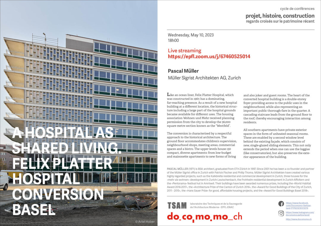 Pascal Müller, Müller Sigrist Architekten, Basel | docomomo.ch